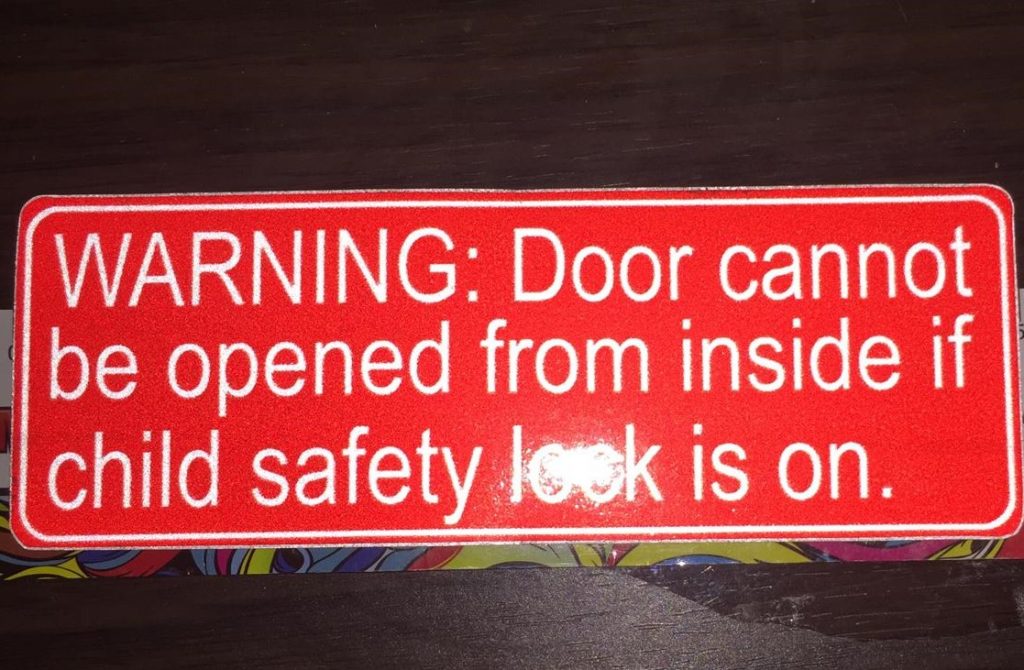 Child Lock Warning Sign Magnetic Sticker (1 x pair) – Taxi Product Store